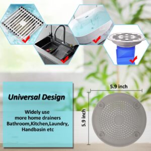 Hair Catcher,Round Drain Cover for Shower Silicone Hair Stopper with Suction Cups,Easy to Install Suit for Bathroom,Bathtub,Kitchen 2 Pack(Grey)