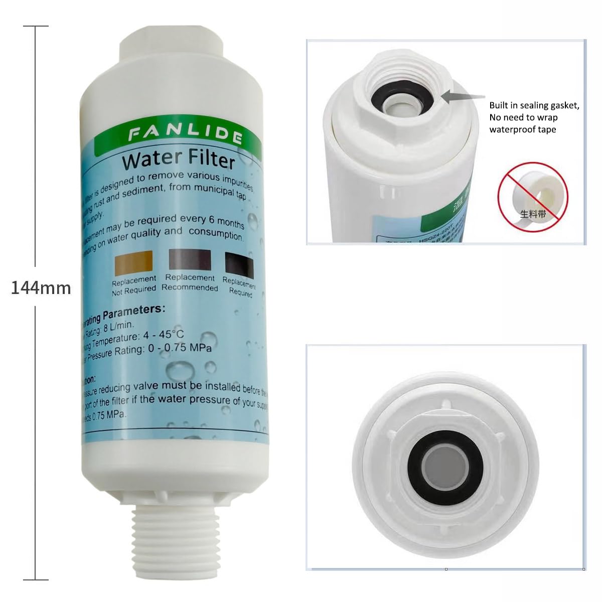 Bidet water filter for electronic bidet seats, FANLIDE Toilet water filter system 1/2" Threads (2 Filters)