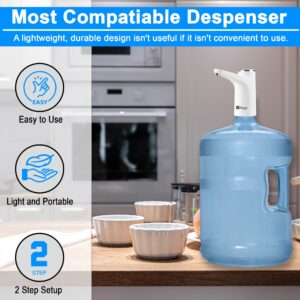 Portable Electric Water Dispenser - 5 Gallon BPA-Free Water Jug Pump - 20oz 600ml One Button Press USB Rechargeable Battery - Compatible with 2-5 Gallon Bottles - for Home, Office, Camping, Outdoors