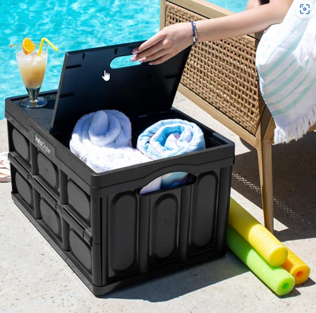 Greenmade InstaCrate Grande Black Collapsible Storage Container with Lid 16.5 Gallon Made in USA