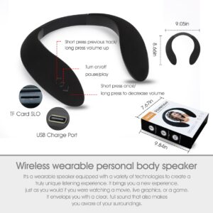 JQKZH Neckband Bluetooth Speaker, Neck Bluetooth Speaker Wireless, Wearable Bluetooth Speaker System for Gaming, Movies and Music, True 3D Stereo Surrounding