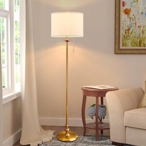 luvkczc modern floor lamp, 60" standing lamp for living room with pull chain switch, corner tall soft lighting for bedroom, office, dining room, farmhouse (bulb included),gold