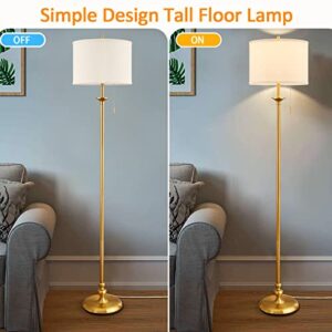 Luvkczc Modern Floor Lamp, 60" Standing Lamp for Living Room with Pull Chain Switch, Corner Tall Soft Lighting for Bedroom, Office, Dining Room, Farmhouse (Bulb Included),Gold