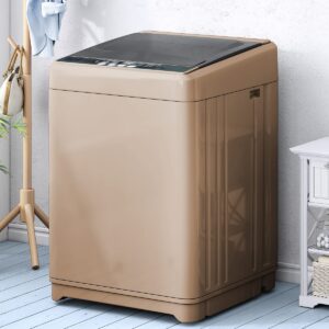 TABU Full-Automatic Washing Machine, 17.6lbs Portable Washing Machine with Dryer, 1.7 Cu Ft 2 in 1 Portable Washer with Drain Pump, 10 Wash Programs, LED Display, 8 Water Levels (Brown)