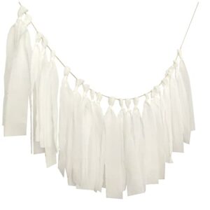 mybbshower white chiffon tassel garland for wedding bridal shower birthday party backdrop hanging decoration fringe backdrop banner