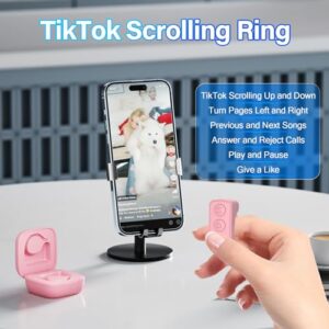 Tiktok Scrolling Ring Kindle APP Page Turner - Bluetooth Scrolling Ring Camera for Shutter Selfie Recording - TIK Tok Remote Control Ring for iPhone iPad Android (Not for Kindle Devices) (White)