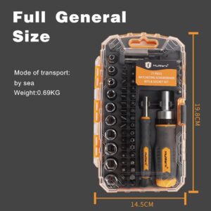 MULWARK Screwdriver Bits & Socket Set 77 Pieces, Ratchet Screwdriver Set with Case, Multipurpose Tool Kit for DIY & Professional Use, Premium Bits, Complete Screwdriver Set for Home & Garage