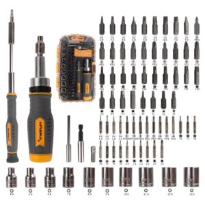 MULWARK Screwdriver Bits & Socket Set 77 Pieces, Ratchet Screwdriver Set with Case, Multipurpose Tool Kit for DIY & Professional Use, Premium Bits, Complete Screwdriver Set for Home & Garage