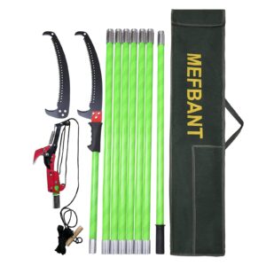 mefbant pole saw for tree trimming 26 feet manual pole saw,tree trimmer, tree pole pruner manual branches gardening tools,dual system, with storage bag