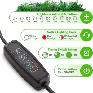 LPMZMBL 2 Heads Full Spectrum Plant Grow Lights for Indoor Plants with 10 Feet Cables,10 Dimmable Levels and 3/9/12H Timer(Pack of 2)