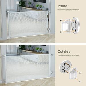 Punch-Free Retractable Baby Gates, BabyBond 33 * 55 inches Extra Wide Baby Gate for Stairs Suitable for Kids or Pets Indoor and Outdoor Dog Gates for Doorways, Stairs, Hallways, White