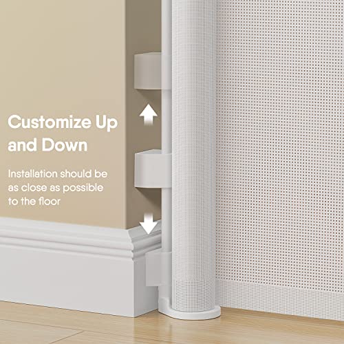 Punch-Free Retractable Baby Gates, BabyBond 33 * 55 inches Extra Wide Baby Gate for Stairs Suitable for Kids or Pets Indoor and Outdoor Dog Gates for Doorways, Stairs, Hallways, White