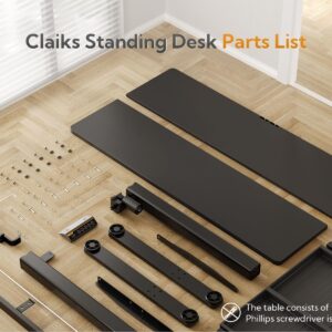 Claiks Standing Desk with Drawers, Stand Up Electric Standing Desk Adjustable Height, Sit Stand Desk Computer Workstation, 48 Inch, Black