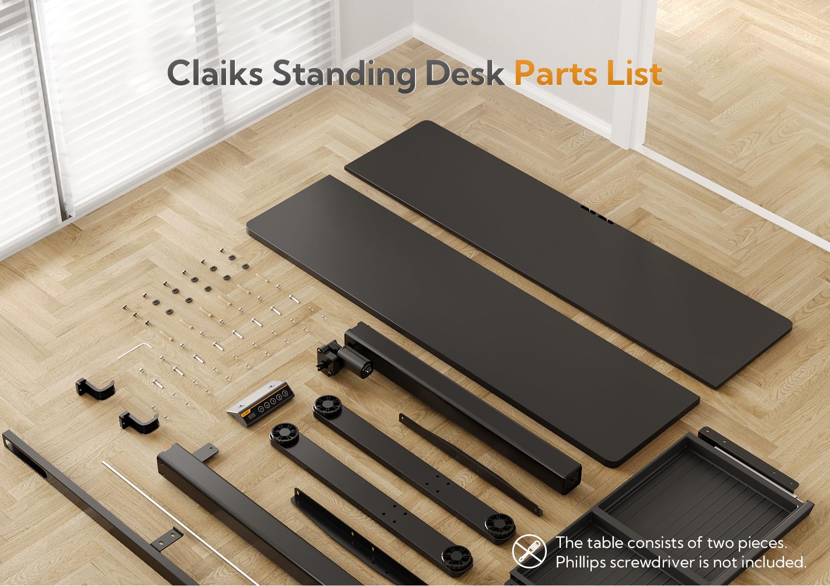 Claiks Standing Desk with Drawers, Stand Up Electric Standing Desk Adjustable Height, Sit Stand Desk Computer Workstation, 48 Inch, Black