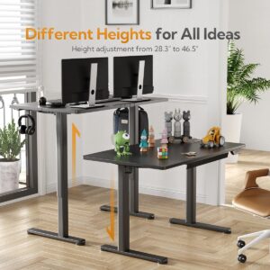 Claiks Standing Desk with Drawers, Stand Up Electric Standing Desk Adjustable Height, Sit Stand Desk Computer Workstation, 48 Inch, Black