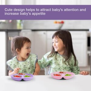 Vicloon Suction Plates, 2 Pcs Baby Toddler Plate Silicone, BPA Free Divided Plate, Divided Plate Design,Silicone Grip Dish Microwave & Dishwasher Safe