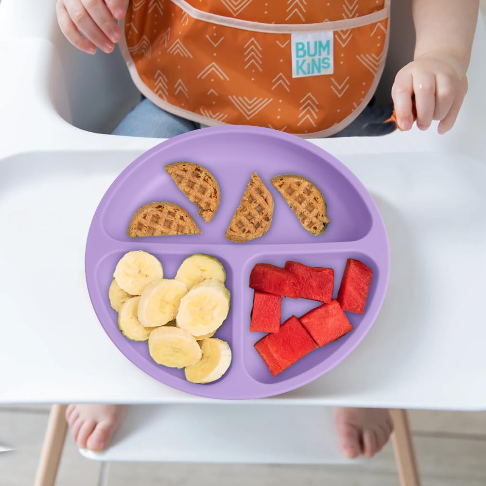 Vicloon Suction Plates, 2 Pcs Baby Toddler Plate Silicone, BPA Free Divided Plate, Divided Plate Design,Silicone Grip Dish Microwave & Dishwasher Safe