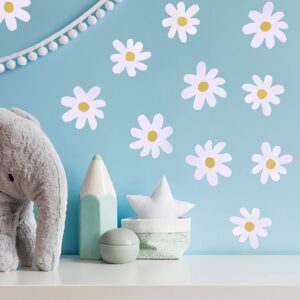 36pcs daisy wall decal white daisy decals flower wall decals peel and stick retro white daisy flower wall stickers vinyl wall floral decals for kids nursery bedroom classroom office decor 6 sheet