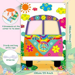 60's Hippie Bus Photo Prop 60s Party Decorations Large Fabric Retro Groovy Van Prop Hippie Selfie Frame Backdrop Background Banner Birthday Party Supplies Retro 60s 70s Party Favors 59 x 39.4 Inch