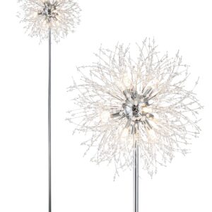 SineRise Modern Crystal Floor Lamp (9-Light, 70-Inch, Chrome), Standing Lamp with Footswitch, LED Floor Lamp for Living Room, Girls Room, Bedroom, Dresser, Office (Bulbs NOT Included)