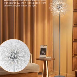 SineRise Modern Crystal Floor Lamp (9-Light, 70-Inch, Chrome), Standing Lamp with Footswitch, LED Floor Lamp for Living Room, Girls Room, Bedroom, Dresser, Office (Bulbs NOT Included)