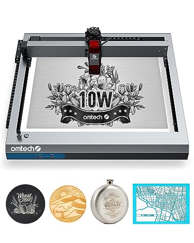 OMTech Light B10 Laser Engraver, 10W Output Diode Laser Module with Air Assist, Desktop Wood Laser Cutter Metal Engraver Machine, Ultra Fast & Precise Mini Laser Engraving Machine for Home Office DIY