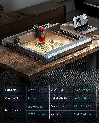 OMTech Light B10 Laser Engraver, 10W Output Diode Laser Module with Air Assist, Desktop Wood Laser Cutter Metal Engraver Machine, Ultra Fast & Precise Mini Laser Engraving Machine for Home Office DIY