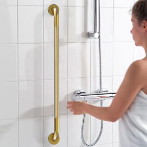 Brushed Nickel Shower Grab Bar w/Anti-Slip Knurled Grip 36 Inch, Zepolu Stainless Steel Bathroom Grab Bars, Safety Bar Balanced Handrail, Handicap Injury Elderly Senior Assist Support Shower Handle