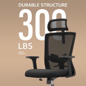 Ergonomic Office Chair, Large Tall Office Chair High Back, Adjustable Headrest with 2D Armrest, Lumbar Support, Swivel Computer Task Chair for Office, Tilt Function