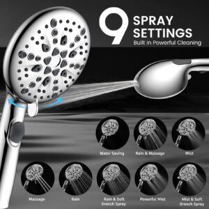 FEELSO 10" High Pressure Shower Head Combo with Handheld Spray, 16 Settings, 11" Adjustable Arm, ON/OFF Pause Switch