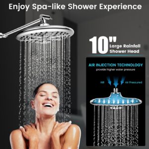 FEELSO 10" High Pressure Shower Head Combo with Handheld Spray, 16 Settings, 11" Adjustable Arm, ON/OFF Pause Switch