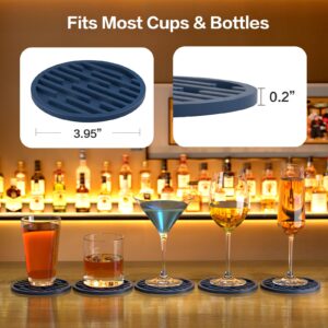 Silicone Coasters for Drinks, AUPTIM Drink Coasters Set of 6, Cup Coasters for Coffee Table, Cup Mat Drink Coasters for Tabletop Protection, Cool Home Decor, 4" Blue Coasters for Desk, Porta Vasos