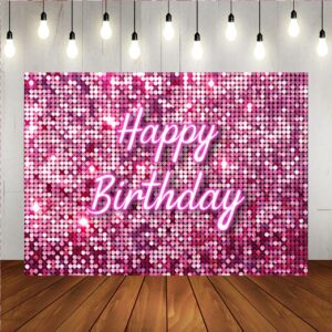 lofaris pink flash square backdrop for photography happy birthday shinning sequin wall panels shimmer wall sweet 16 girl woman 20th 30th 40th party background decorations photo studio props 7x5ft