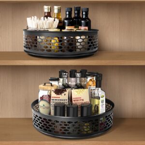 2 pack lazy susan turntable for cabinet table, 10" & 9" metal steel turntable organizer with non-slip pad, perfect for spices, vanity, fridge, countertop, pantry