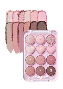 colorgram pin point eyeshadow palette 02 pink+mauve= | eyeshadow palette for daily makeup, ultra-blendable, matte, glitter, shimmer shades