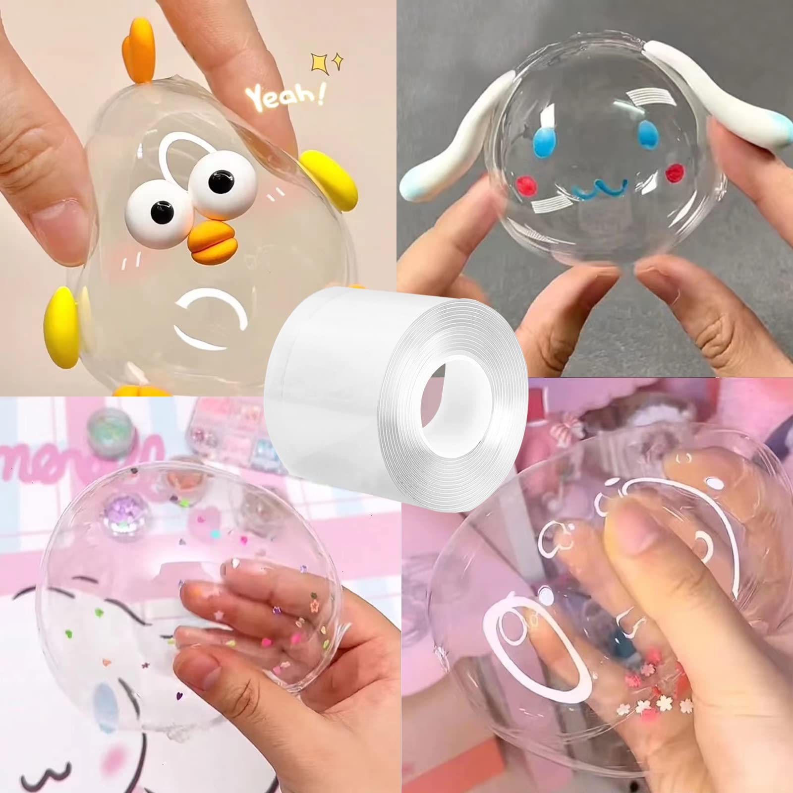 Nano Tape Bubbles Kit, 31Pcs Double Sided Tape Bubbles Balloons, Nano Tape Elastic Bubble DIY Stress Balls Craft Kit, Party Favors, Fidget Toys for Girls, Boys, Kids