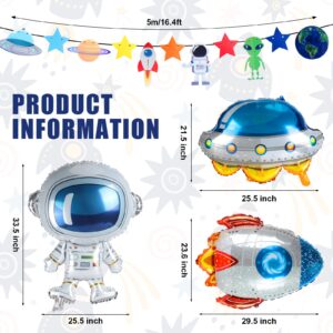 Sotiff 24 Pcs Space Party Decorations Includes Planet Paper Lanterns with LED lights Plastic Space Tablecloth Space Garland Astronaut UFO Rocket Balloon for Space Solar System Theme Parties Birthday