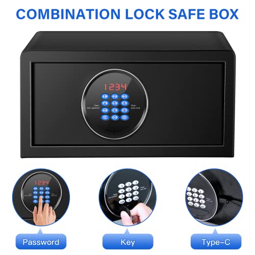 1.2 cu ft Fireproof Safe Box, Anti-Theft Hotel Safe with Combination Lock, Hidden Home Safe for Laptop Documents Money Medicine Firearm Valuables