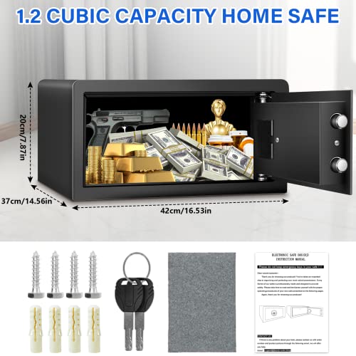 1.2 cu ft Fireproof Safe Box, Anti-Theft Hotel Safe with Combination Lock, Hidden Home Safe for Laptop Documents Money Medicine Firearm Valuables