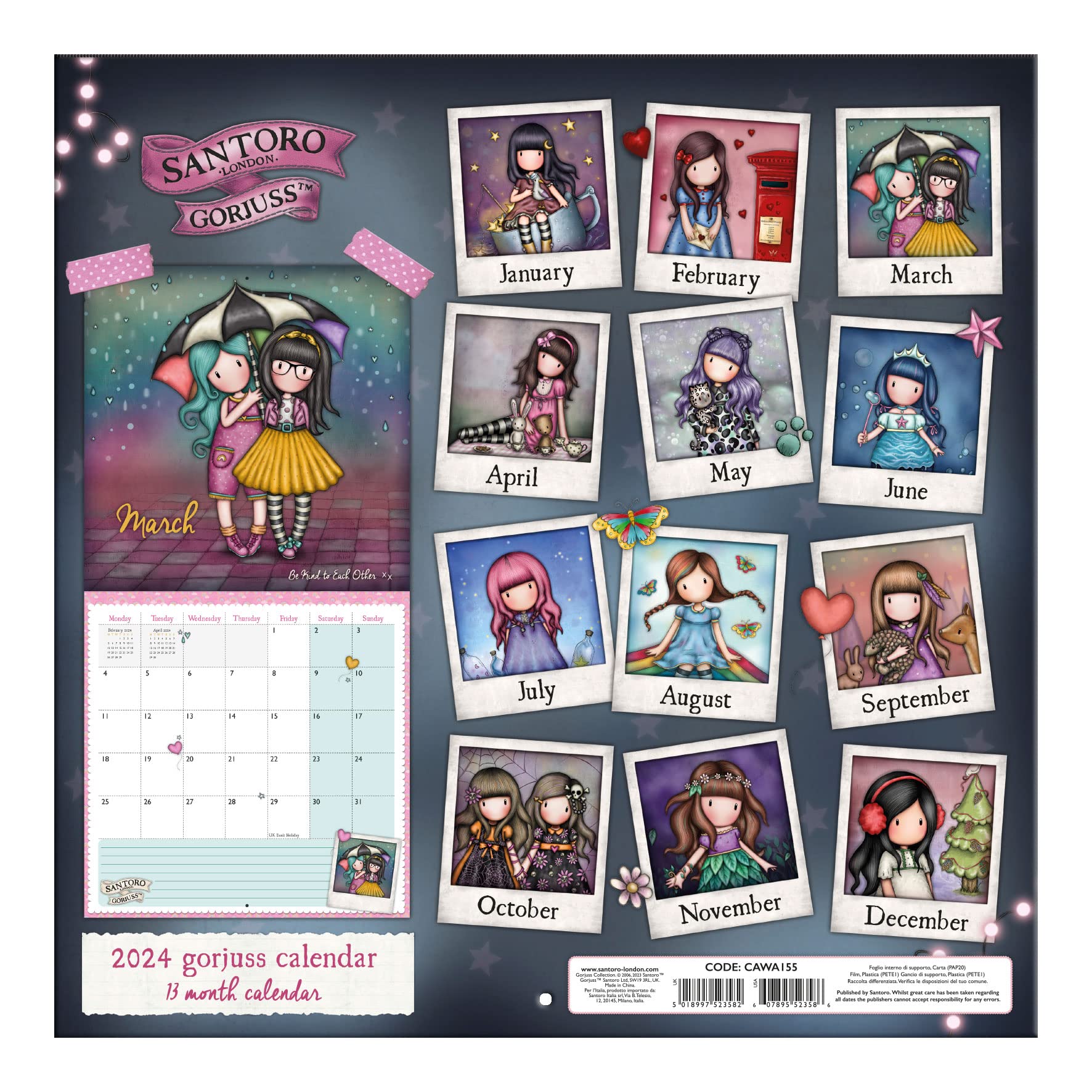 Santoro Gorjuss 2024 Wall Calendar - The Perfect Monthly Calendar For Easy Planning - For Girls, for Women, For home, For School