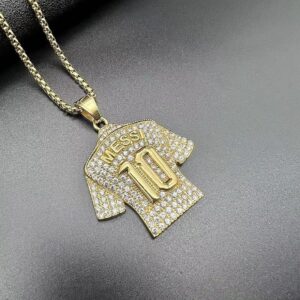 Number 10 Soccer Pendant Necklace for Men - Iced Out Sports Charm Jewelry with Football Players Number