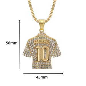 Number 10 Soccer Pendant Necklace for Men - Iced Out Sports Charm Jewelry with Football Players Number