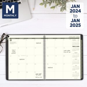 AT-A-GLANCE 2024 Monthly Planner, 9" x 11", Large, Spiral Bound, Recycled, Monthly Tabs, Faux Leather, Black (70260G0524)