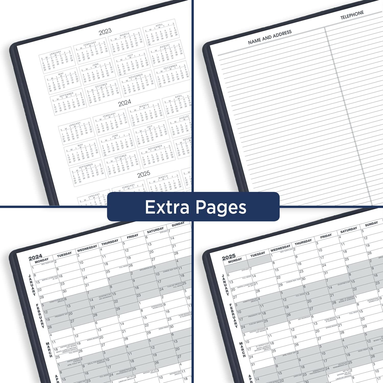 AT-A-GLANCE 2024 Monthly Planner, 9" x 11", Large, Navy (702602024)