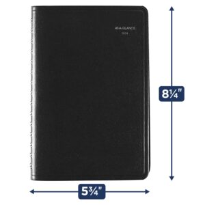 AT-A-GLANCE 2024 Daily Planner, DayMinder, Quarter-Hourly Appointment Book, 5" x 8", Small, Black (G1000024)