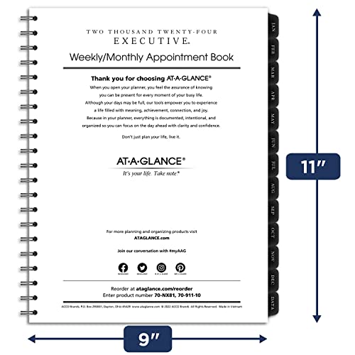 AT-A-GLANCE 2024 Weekly & Monthly Refill for 70-NX81, 8-1/4" x 11", Large, Executive (709111024)