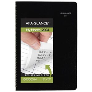 at-a-glance 2024 monthly planner, 8" x 12", large, dayminder, black (g4700024)