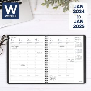 AT-A-GLANCE 2024 Weekly Planner, Hourly Appointment Book, 7" x 8-3/4", Medium, Black (708650524)