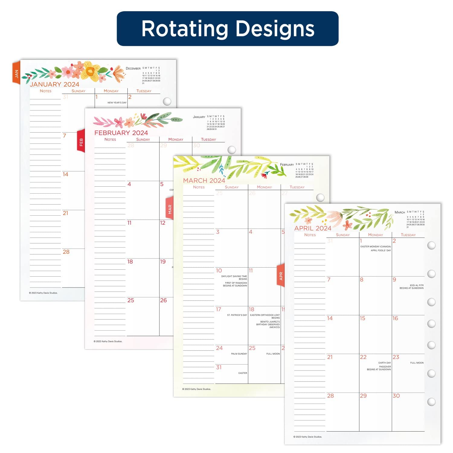 AT-A-GLANCE 2024 Monthly Planner Refill, 52132 DAY-TIMER, 5-1/2" x 8-1/2", Size 4, Desk Size, Kathy Davis (KD81-685-24)