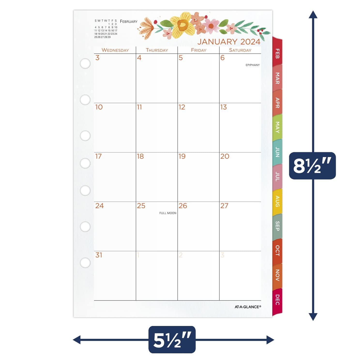 AT-A-GLANCE 2024 Monthly Planner Refill, 52132 DAY-TIMER, 5-1/2" x 8-1/2", Size 4, Desk Size, Kathy Davis (KD81-685-24)